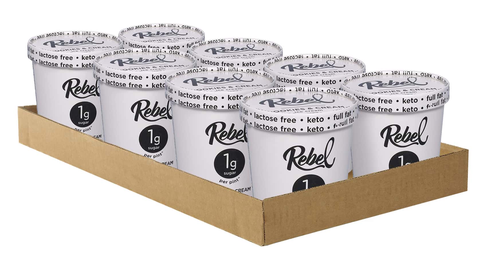 Rebel Ice Cream | Cookies & Cream CASE (8 Pints)